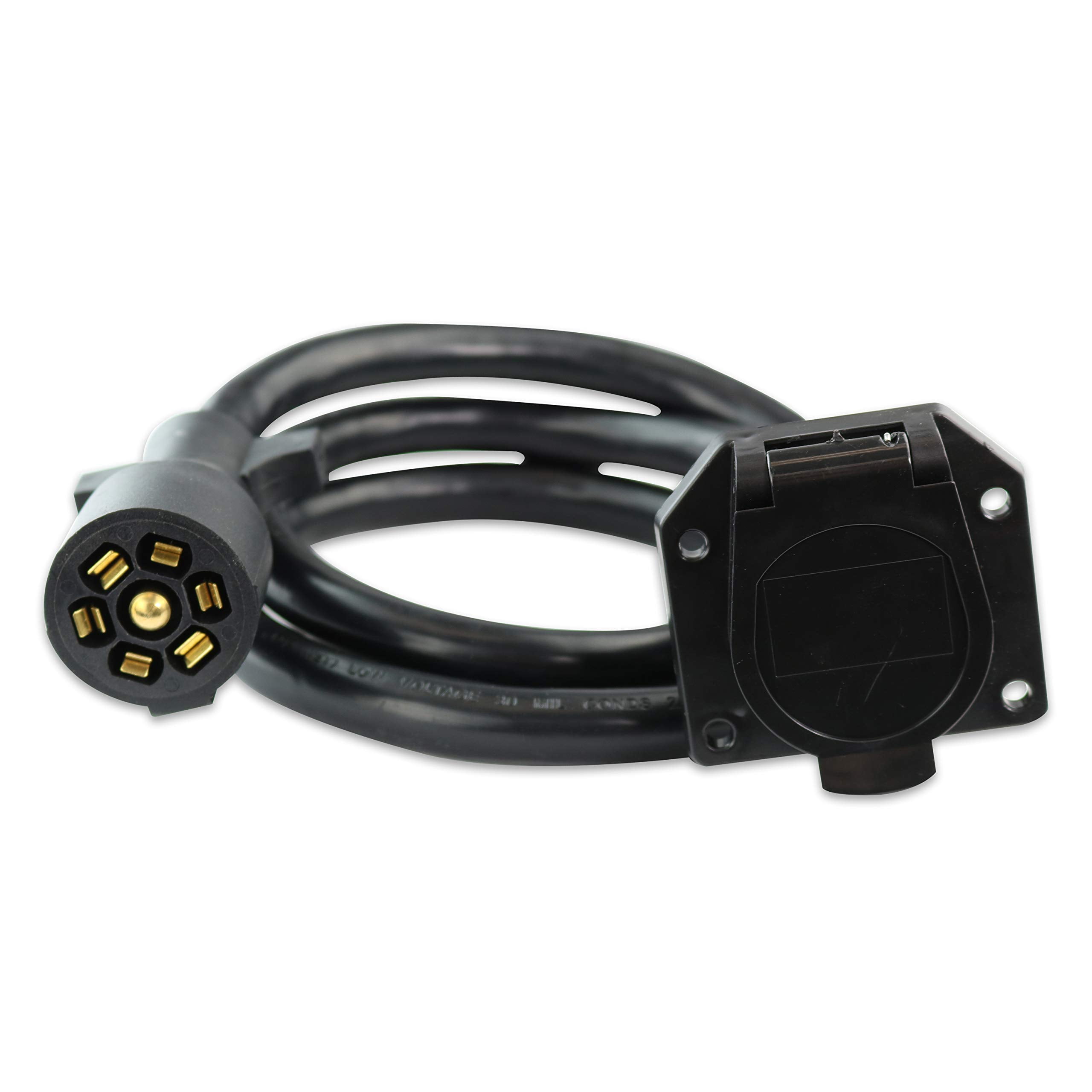 Leisure Cords 7-Way Trailer Extension Cord Wire 6 Ft - 7 Pin Connector ...