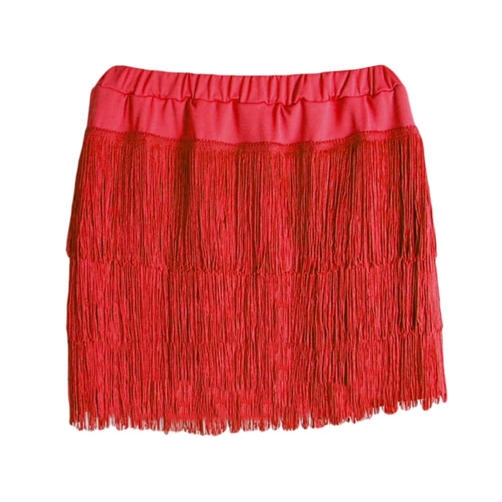YM YOUMU Kids Girls Tassel Dance Skirt Latin Ballroom Salsa Rumba Mini ...