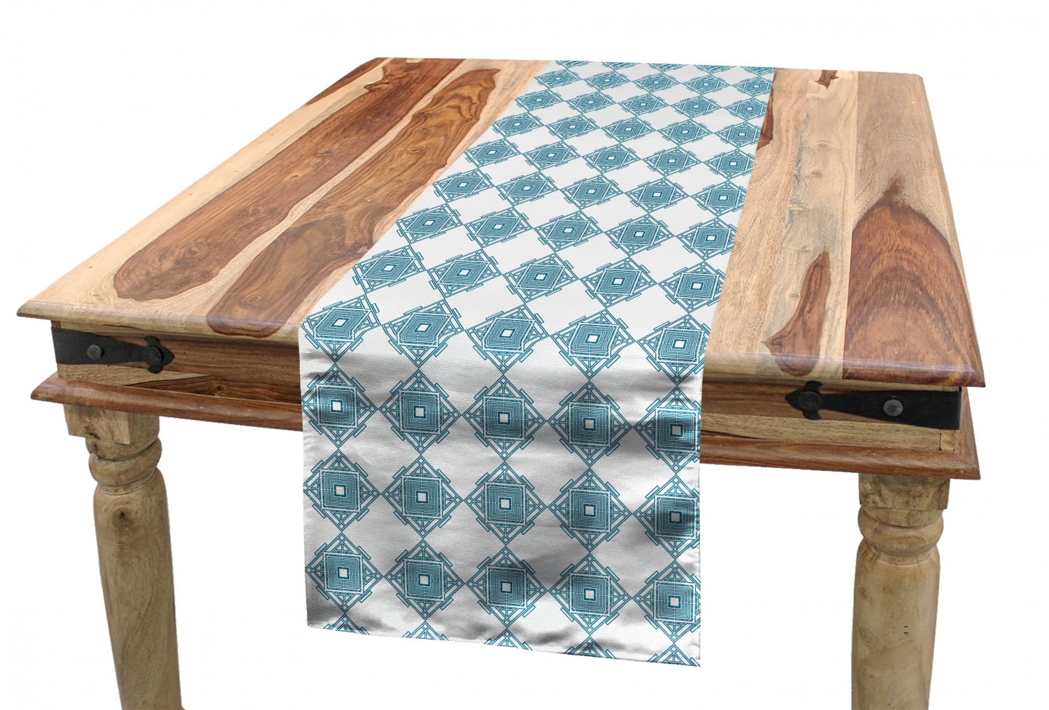 Geometric Table Runner, Ornamental Interlacing Squares Art Deco ...