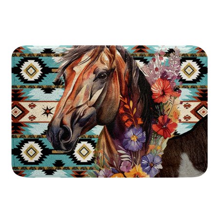 Horse Outdoor Rug Western Rug 16"x24",Exotic Geometry Aztec Area Rug ...