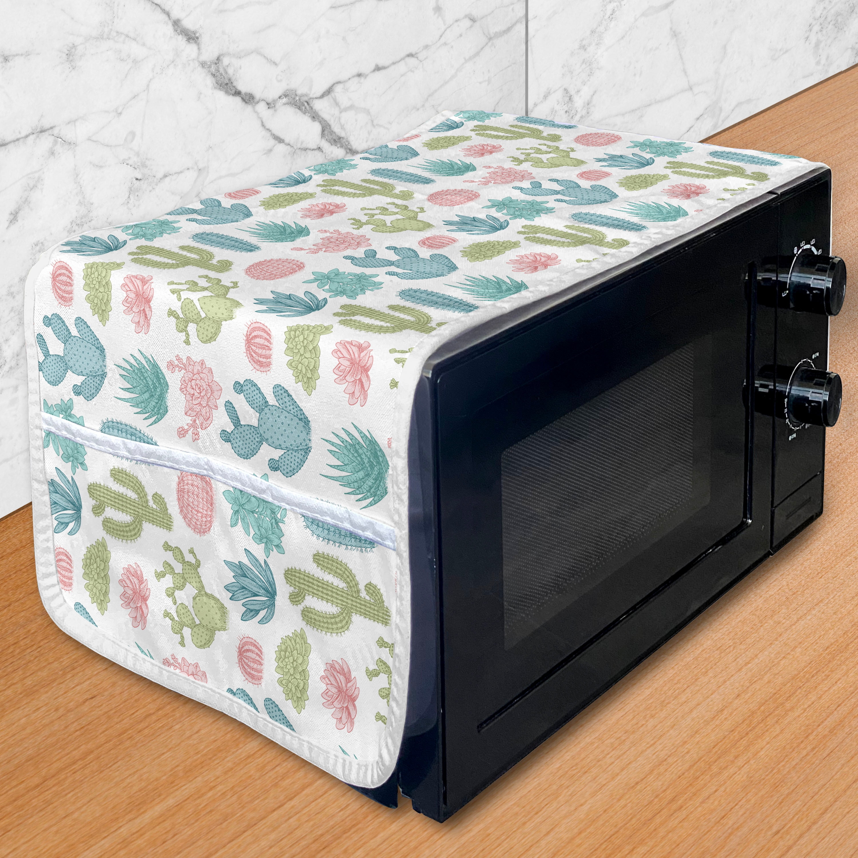 Succulent Microwave Oven Cover, Pattern of Exotic Cactus Plants Desert ...
