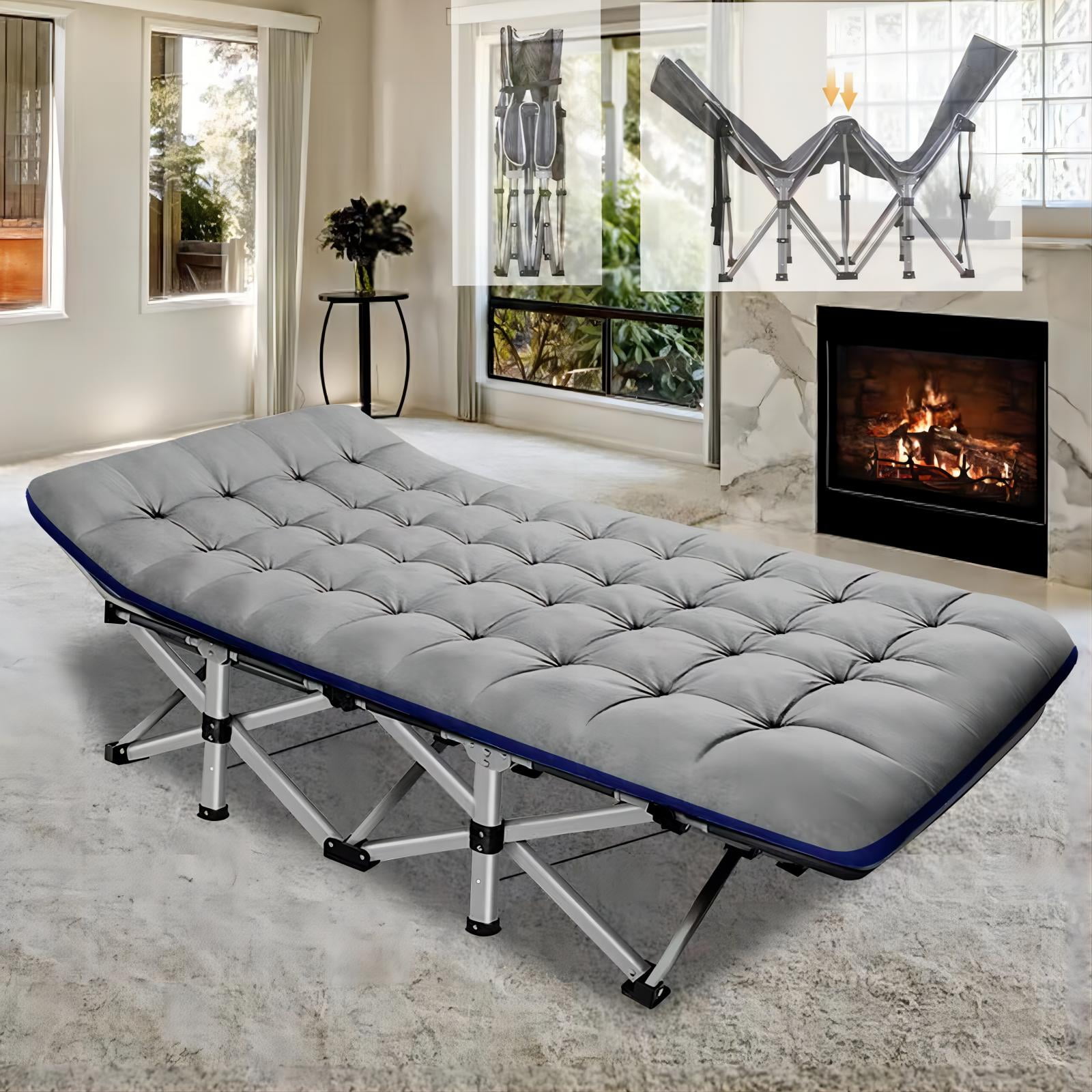 MOPHOTO Portable Folding Bed with Carry Bag & Pearl Mattress, Camping ...