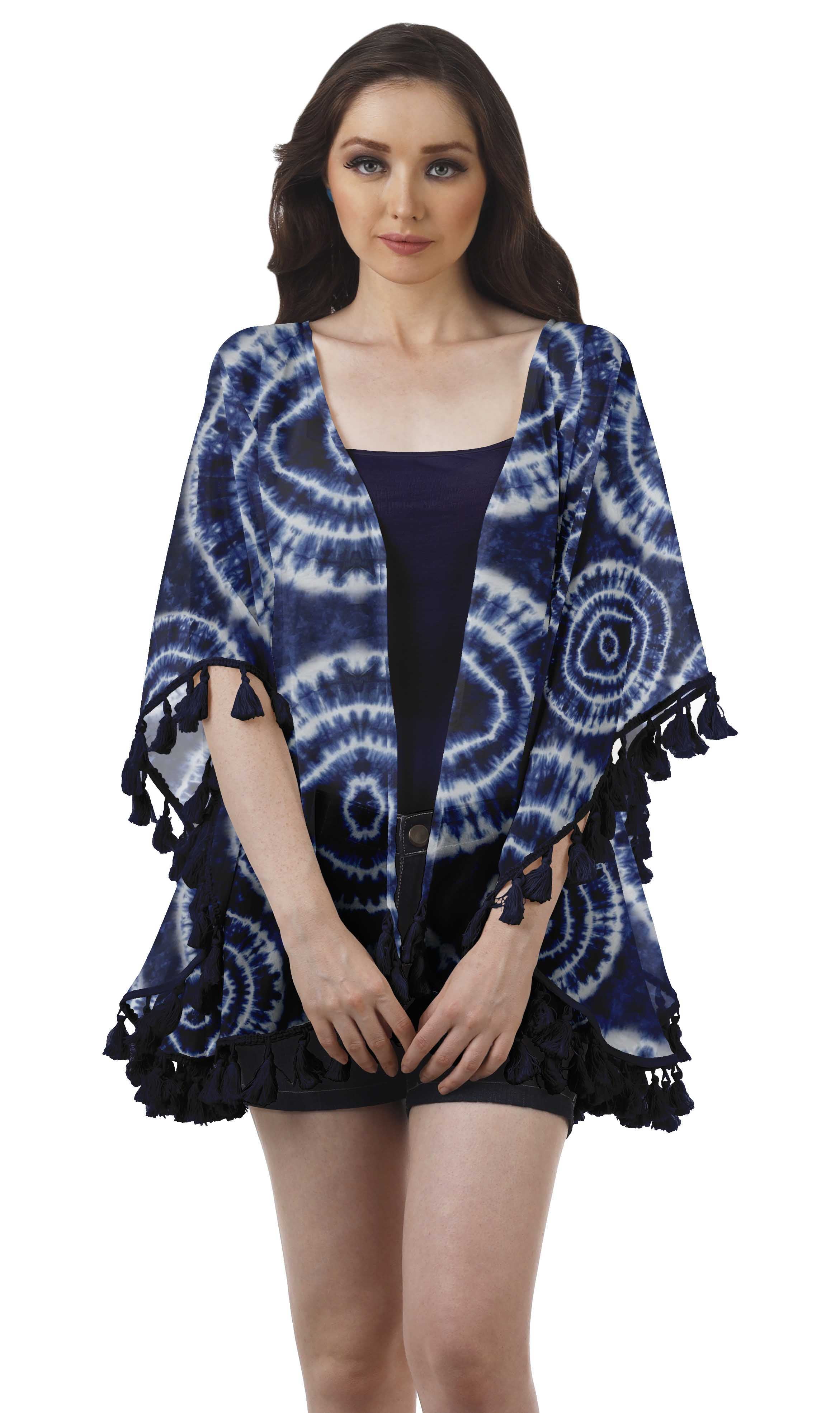 Moomaya Front Open Printed Shrug Beach Clothes For Kimono Cardigans For ...