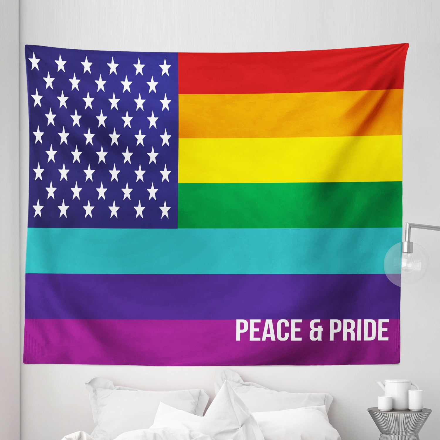American Flag Tapestry, Mixed Flag Design American and LGBT Gay Lesbian ...
