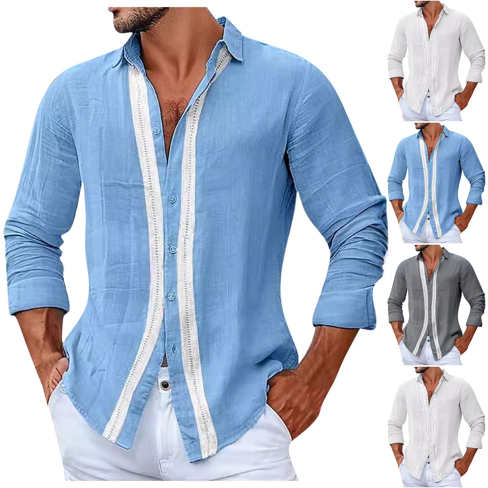 Click here for Qipopiq Mens Cuban Guayabera Shirts Casual Long Sl... prices