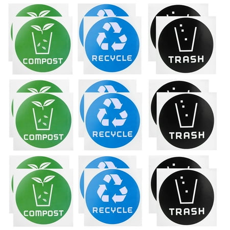 Outdoor Dustbin Sticker, Round Recycle Trash 60Pcs/Set Compost Sticker ...