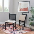 Riviera Rattan Back Folding Chair with Upholstered Seat, Black ...