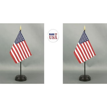 ANLEY USA Deluxe Desk Flag Set - 6 in x 4 in American US Desktop Flag ...