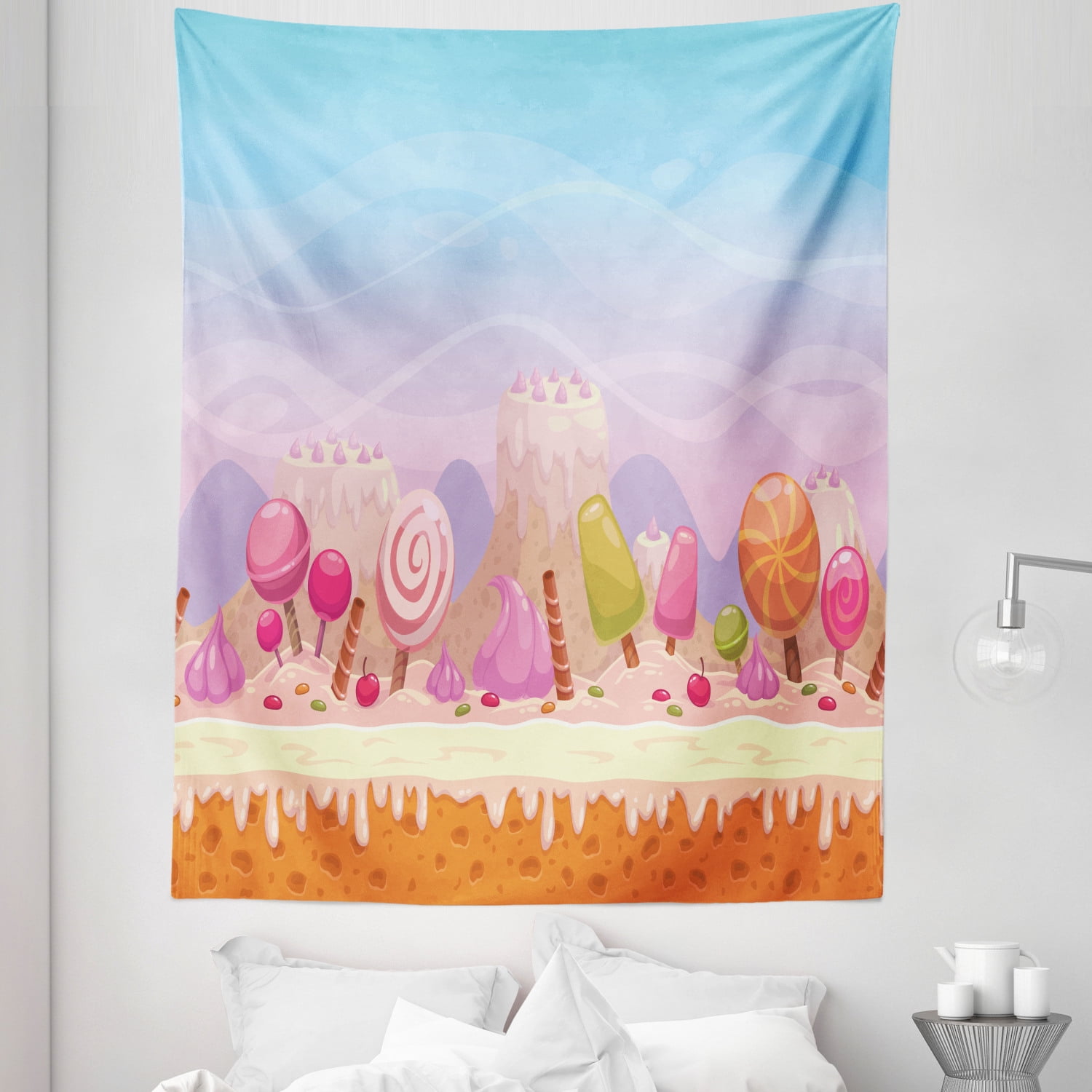 Dessert Tapestry, Fantasy Candy Road of Popsicles Lollipops Rolled ...