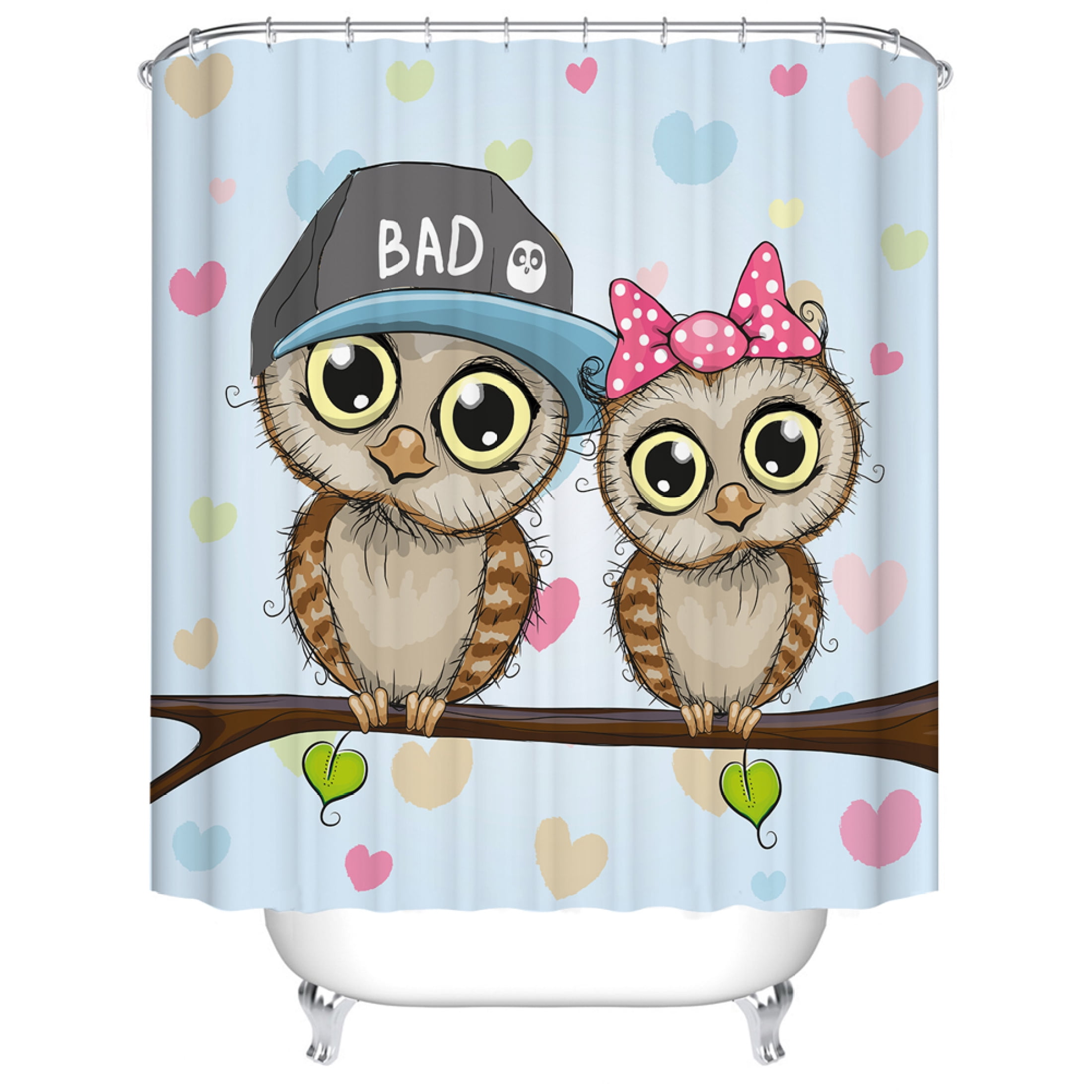 EUBUY Animal Shower Curtain Fabric Shower Curtain Cute Owl Shower Stall ...