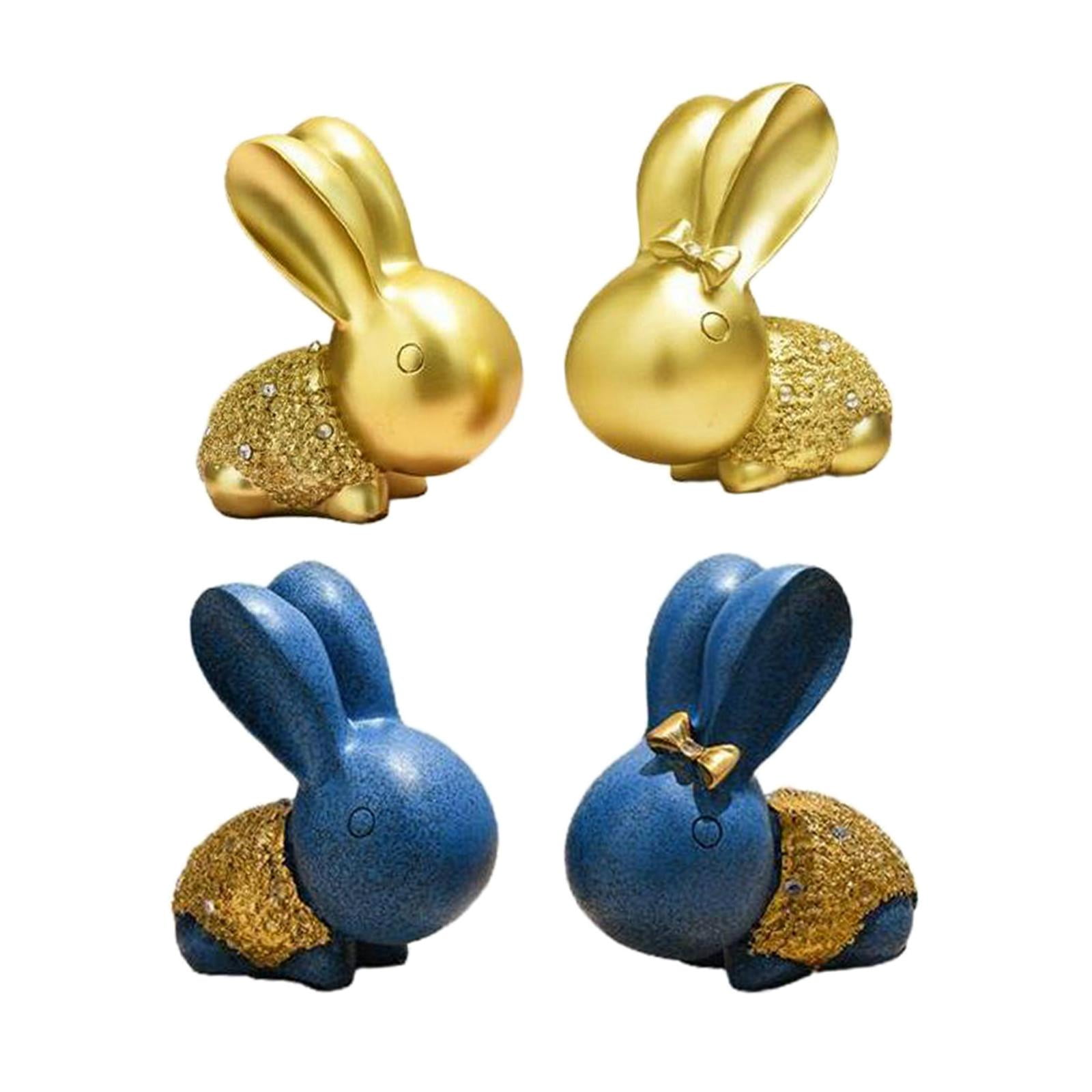 2 Pairs of Lovely Resin Rabbit Statues Sculpture Art Figurines ...