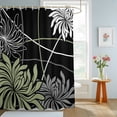 Bohemian Green Floral Shower Curtain, Modern Artistic Grey White ...