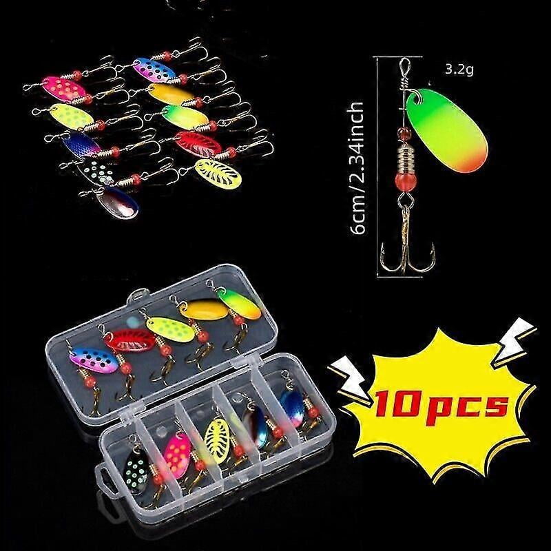 10 Pcs Spinner Blinker Set Fishing Lure Pike Perch Zander Trout Bait ...