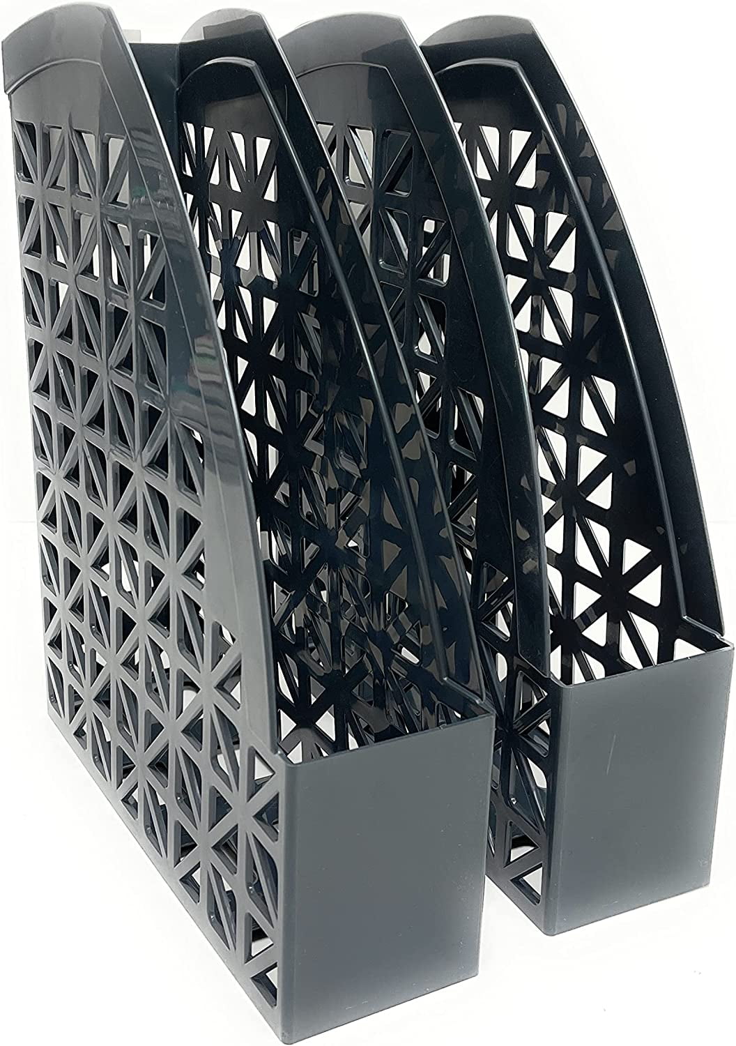 Mintra Office Plastic Desk Organizers 2pk (Charcoal, Magazine File ...