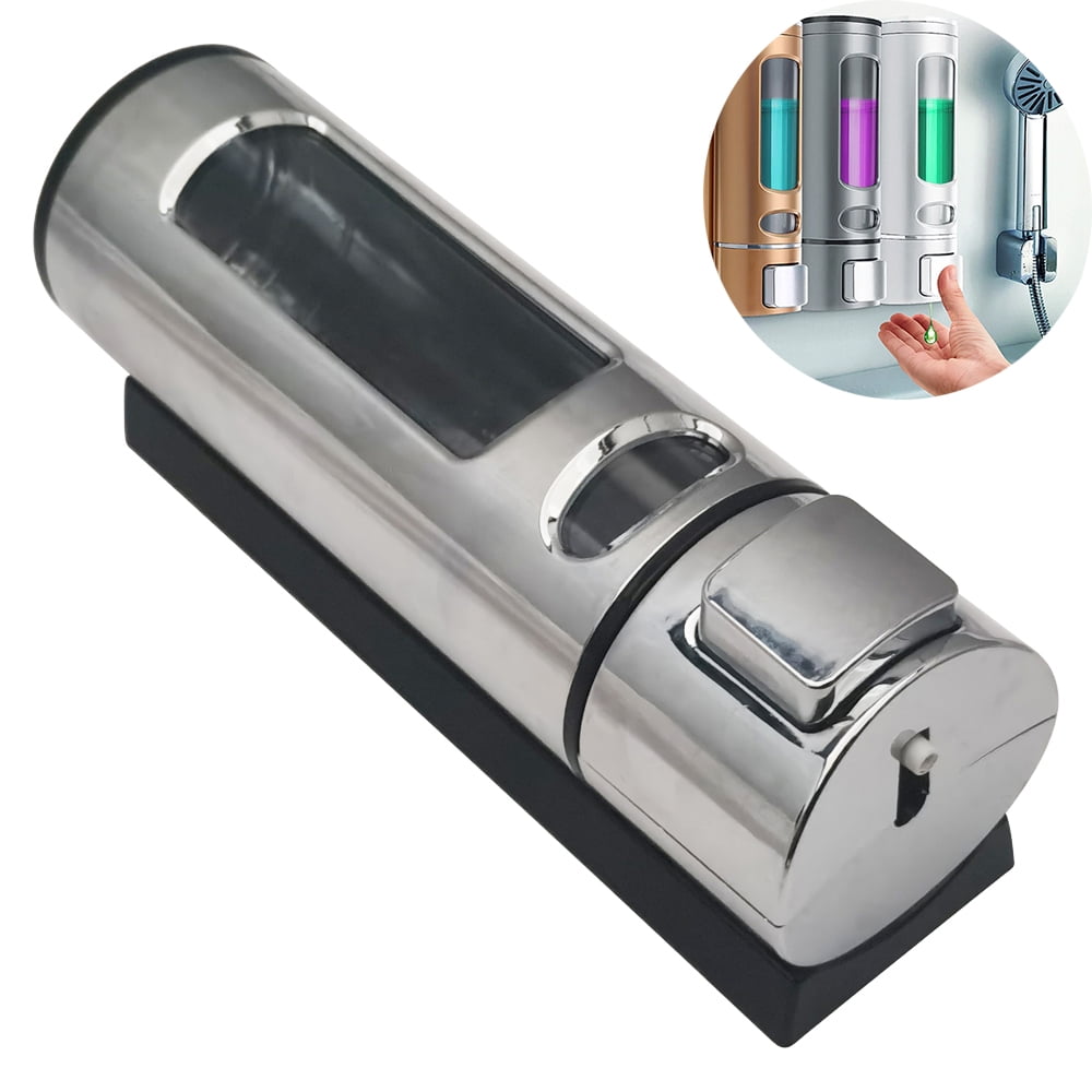 INTSUPERMAI 400ML Soap Dispenser Wall Mount Silver Shampoo Shower ...