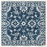 SAFAVIEH Micro-Loop Kevin Floral Bordered Area Rug, Navy/Taupe, 5' x 5' Square - Walmart.com