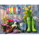 WhatSign Hello Spring Wreath Sign for Front Door Colorful Fence Flowers ...