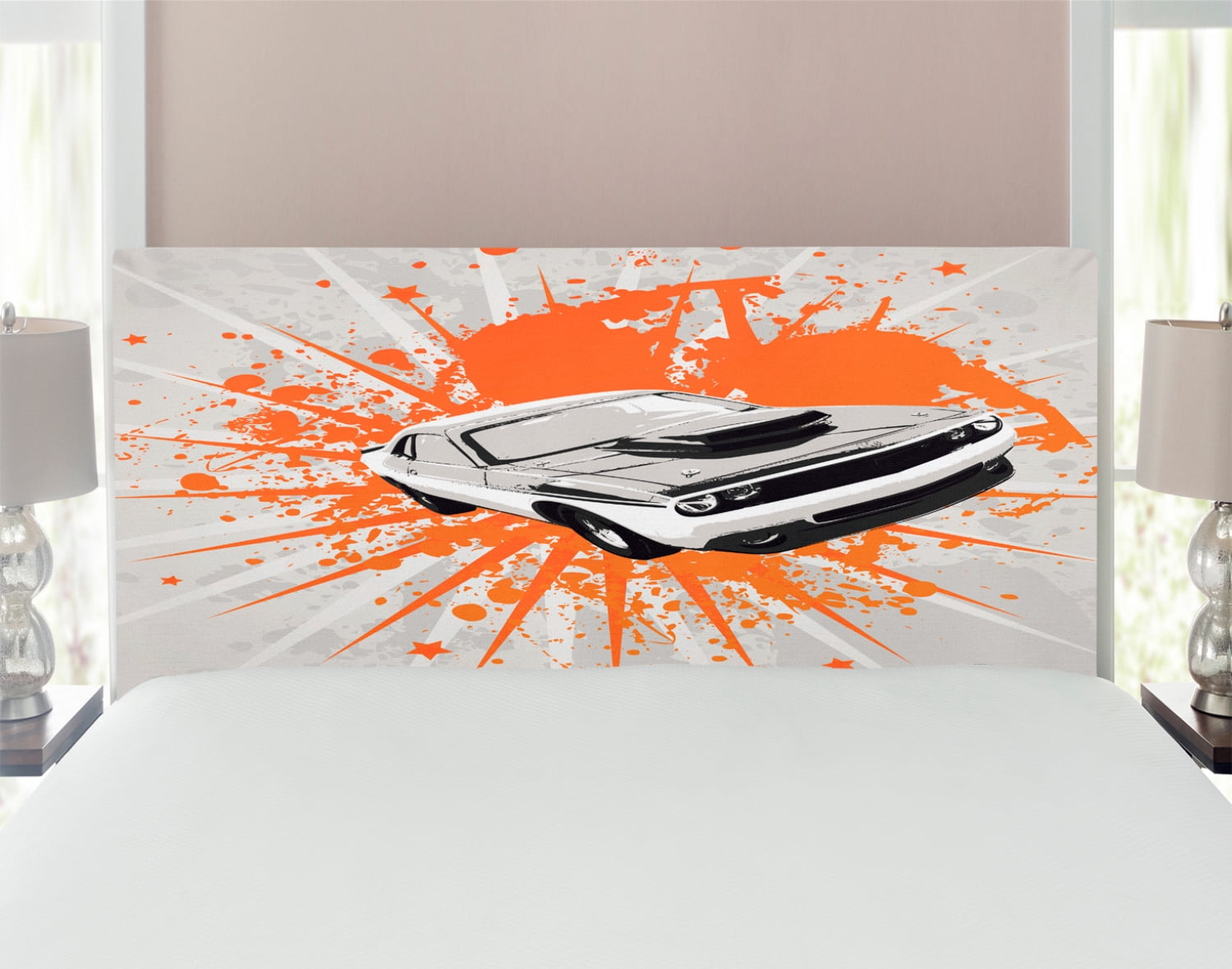 Cars Headboard, Graffiti Style Inspired Sports Car Sprinting Graphic ...