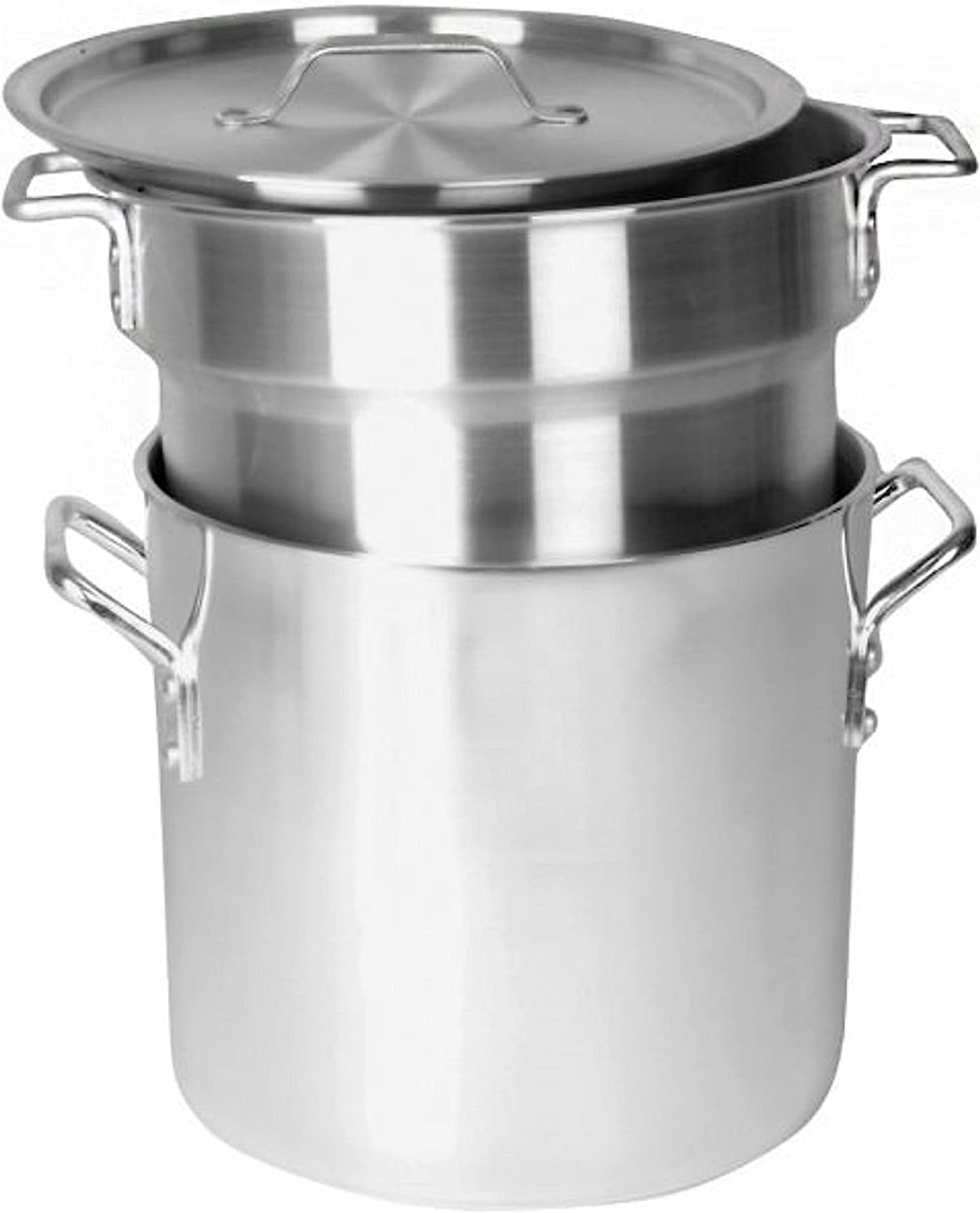 Truecraftware – 20 Qt. Aluminum Double Boiler Pot with Cover – Double ...