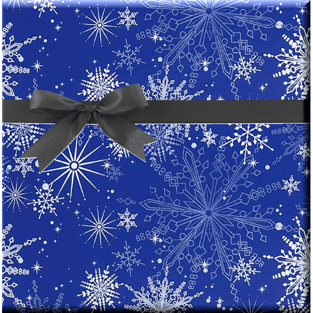Blue and White Snowflakes Snowy Night Holiday /ChristmasGift Wrap ...