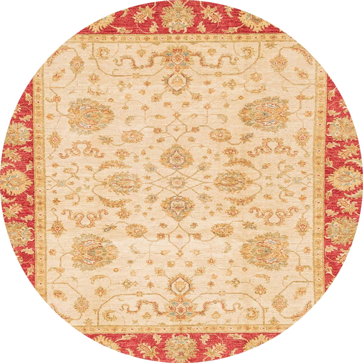 Ahgly Company Indoor Round Abstract Orange Oriental Area Rugs, 6' Round ...