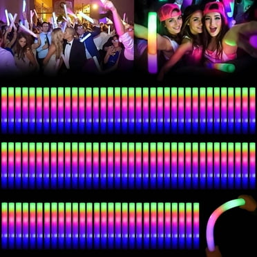 LED Foam Batons Pack of 100 Multicolor Light Up Batons with 3 Modes, 18 ...