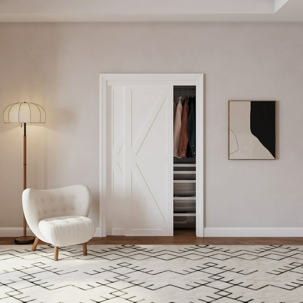 Sliding Closet Doors 48" x 80" with Hardware Kit, MDF Panel Waterproof ...