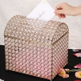Uxcell Crystal Card Box with Heart Lock, 10.7" x 8.3" x 11" Wedding ...