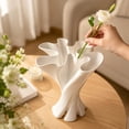 AOMXGD Twisted White Ceramic Vase Decor For Living Room Abstract Curved ...