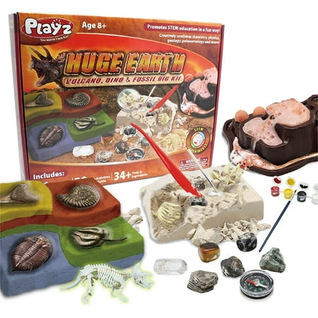 Huge Earth Volcano, Dinosaur & Fossil Dig Kit - Stem Science Kit for ...