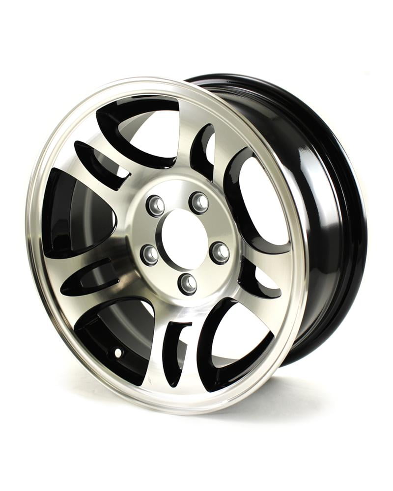 15x6 5-Lug on 4.5" Aluminum T03 Trailer Wheel Black Inlay - T03-56545BM ...