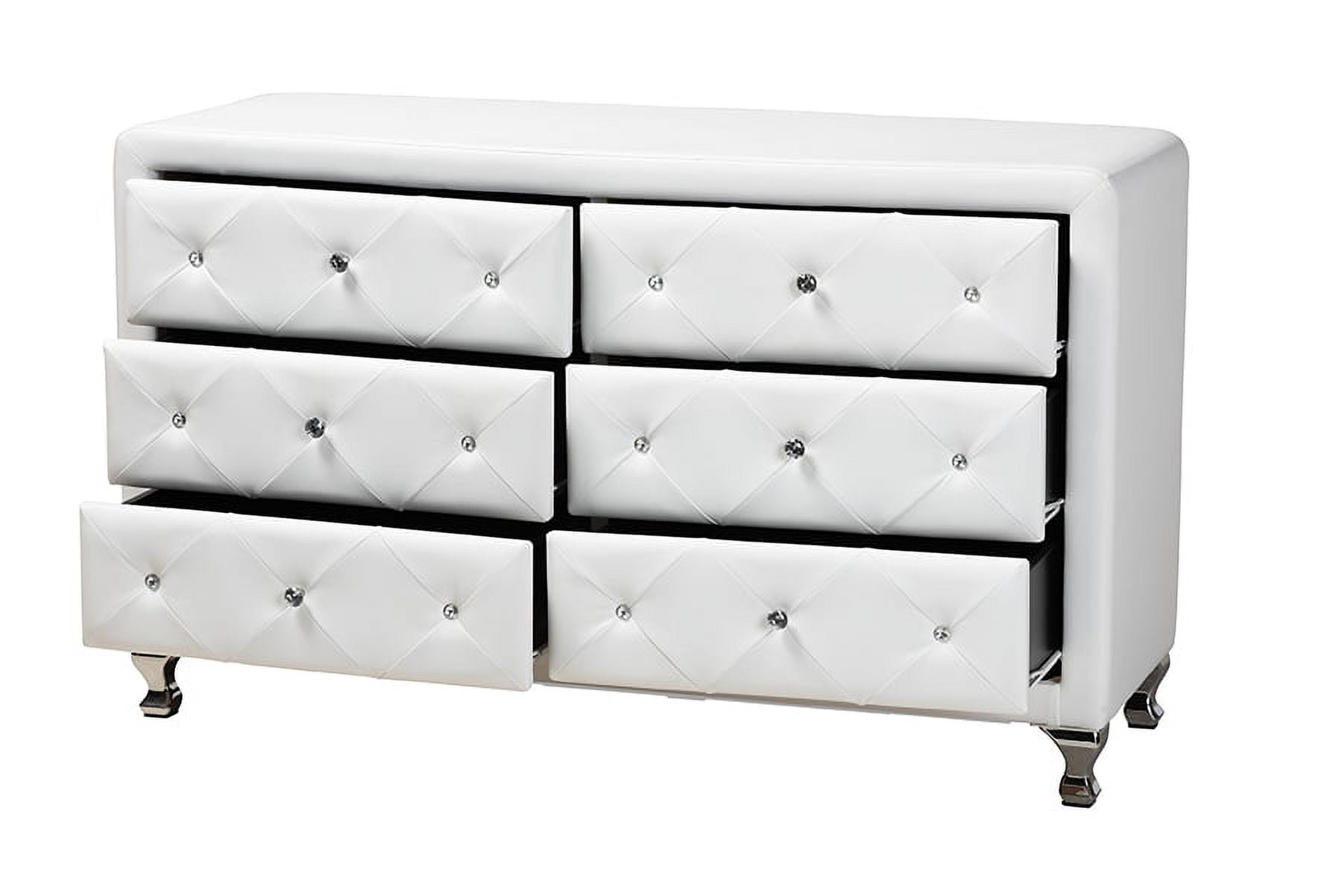 Baxton Studio Contemporary Bedroom Wood Luminescence White Faux Leather Upholstered Dresser Walmart