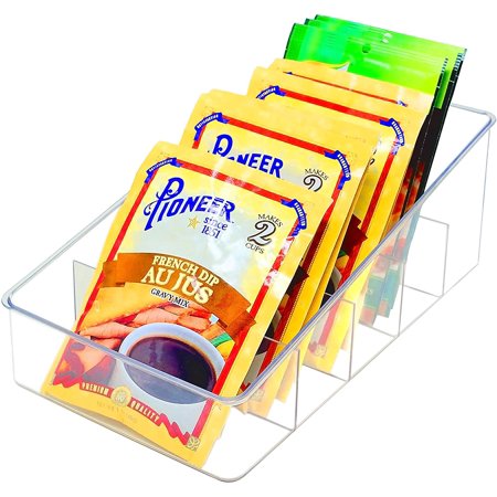 Clear Pla tic Food Packet Storage Organiz , 5 Divided Section Pantry ...