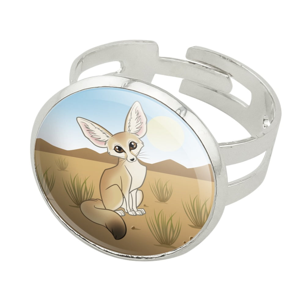 Fennec Fox Silver Plated Adjustable Novelty Ring - Walmart.com