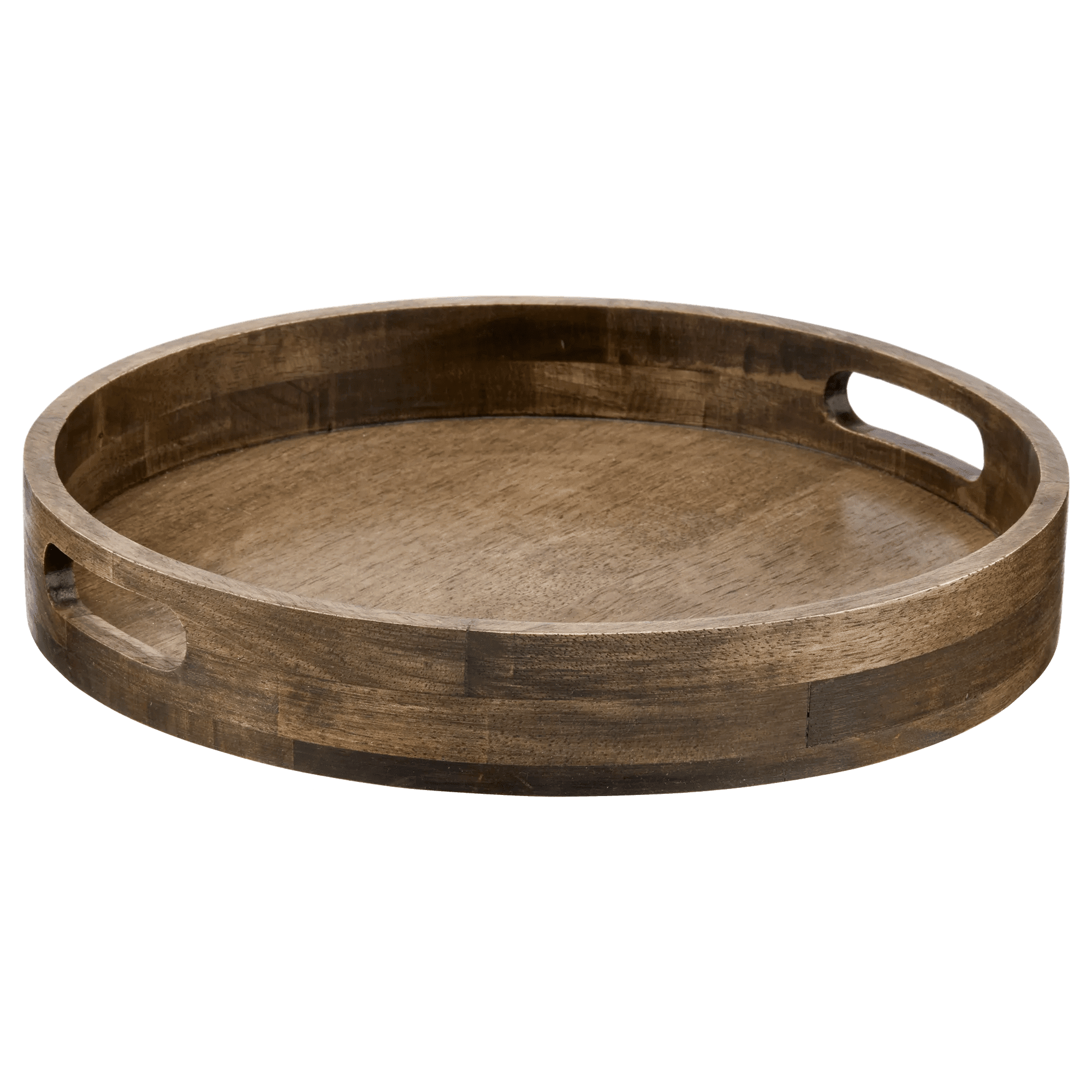 Click here for Bouclair Brown Round Dark Wood Tray 12.6 prices