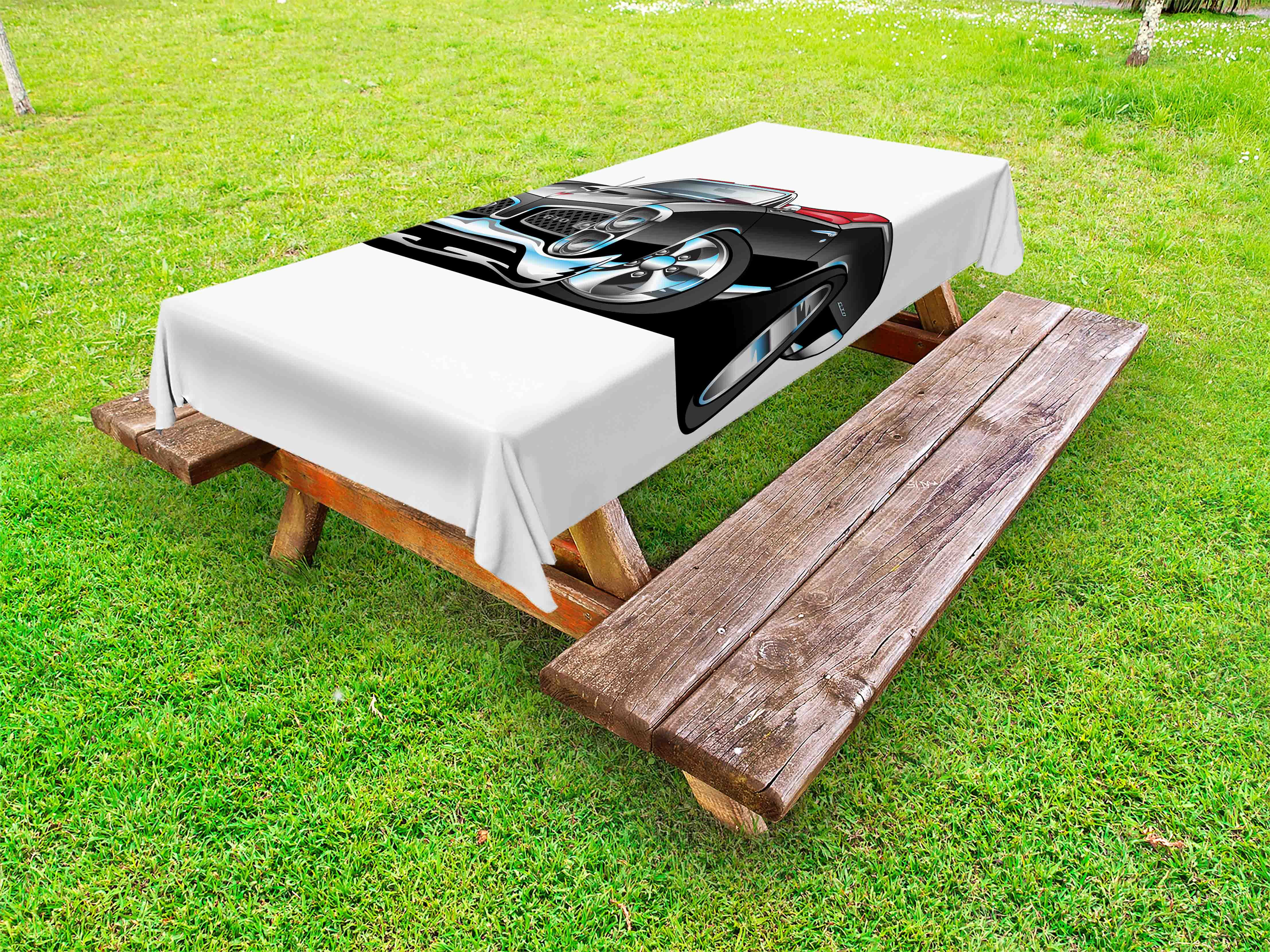 Cars Outdoor Tablecloth, Fancy American Nostalgic Sports Muscle Car ...