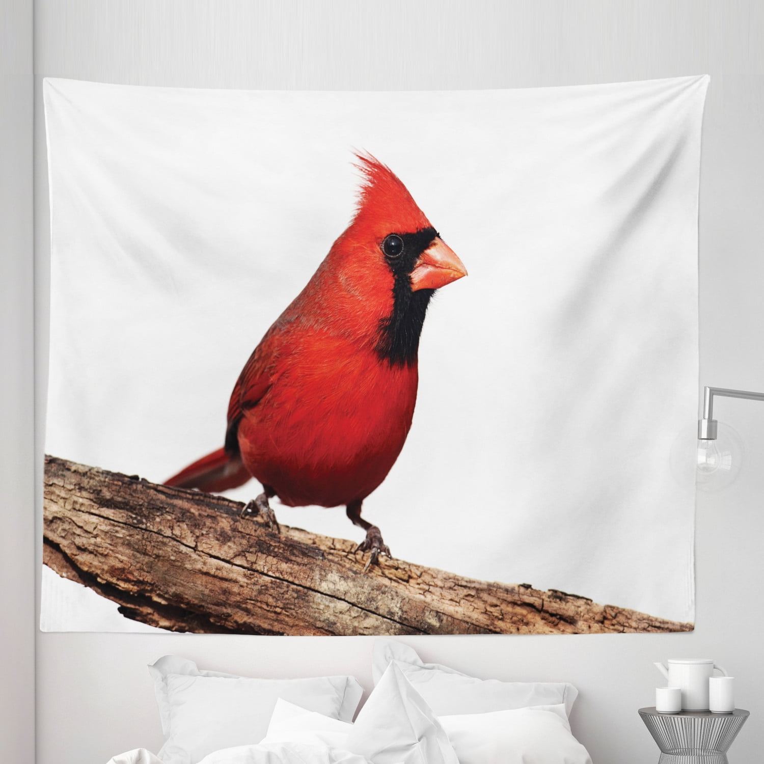 Cardinal Tapestry, Bird in Forest Wood Suspicious Look Fauna Feathers ...