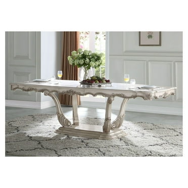 Acme Picardy Dining Table with Double Pedestal in Antique Pearl and ...