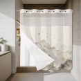 Beige Misty Mountains No Hook Shower Curtain with Snap in Liner, Zen ...