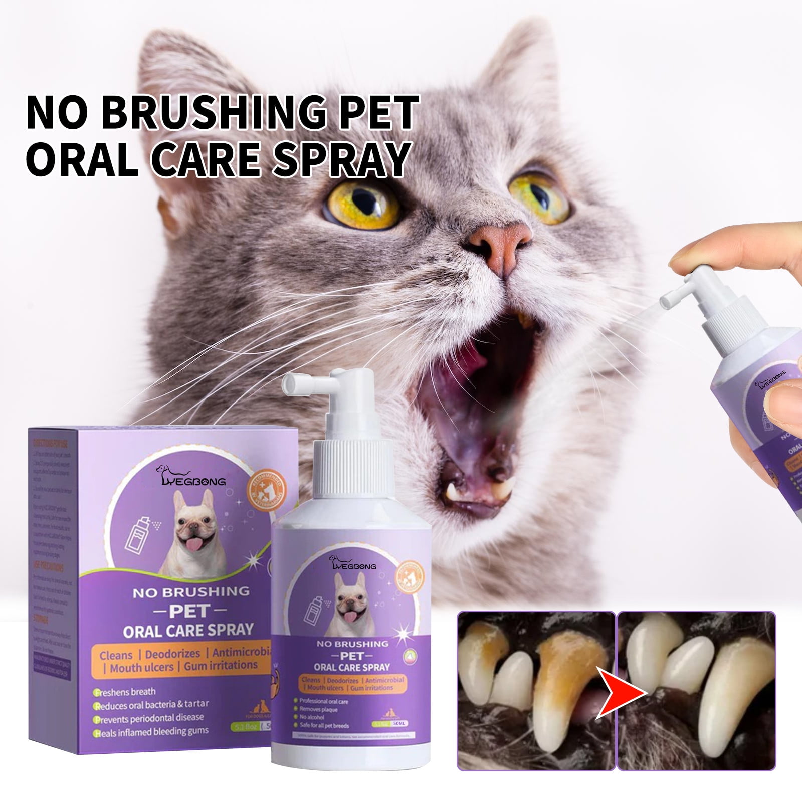 SCZ 50ml Spray Oral para Perros Spray de Limpieza de Dientes para ...
