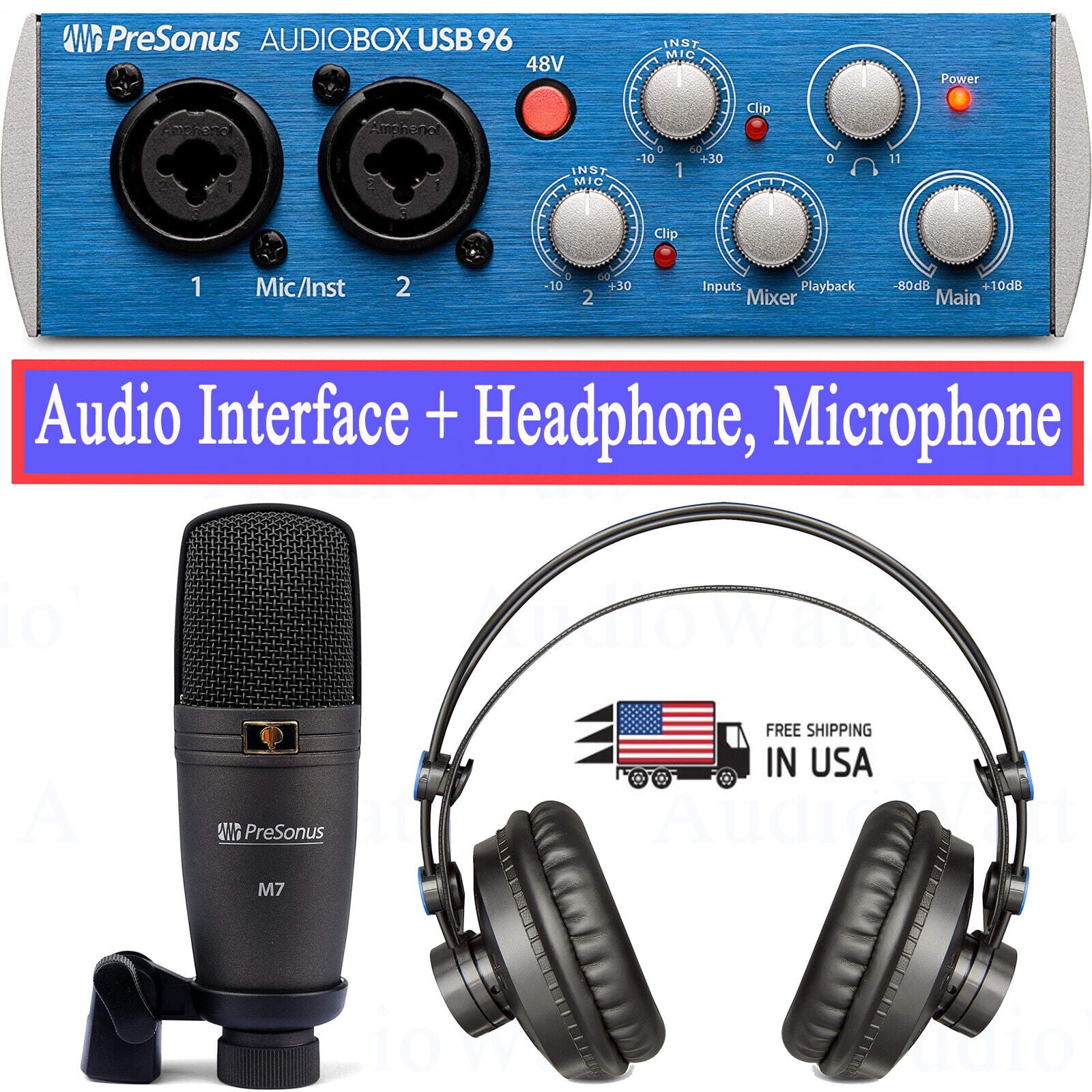 PreSonus AudioBox 96 Studio USB 2.0 Audio Interface + Headphone ...