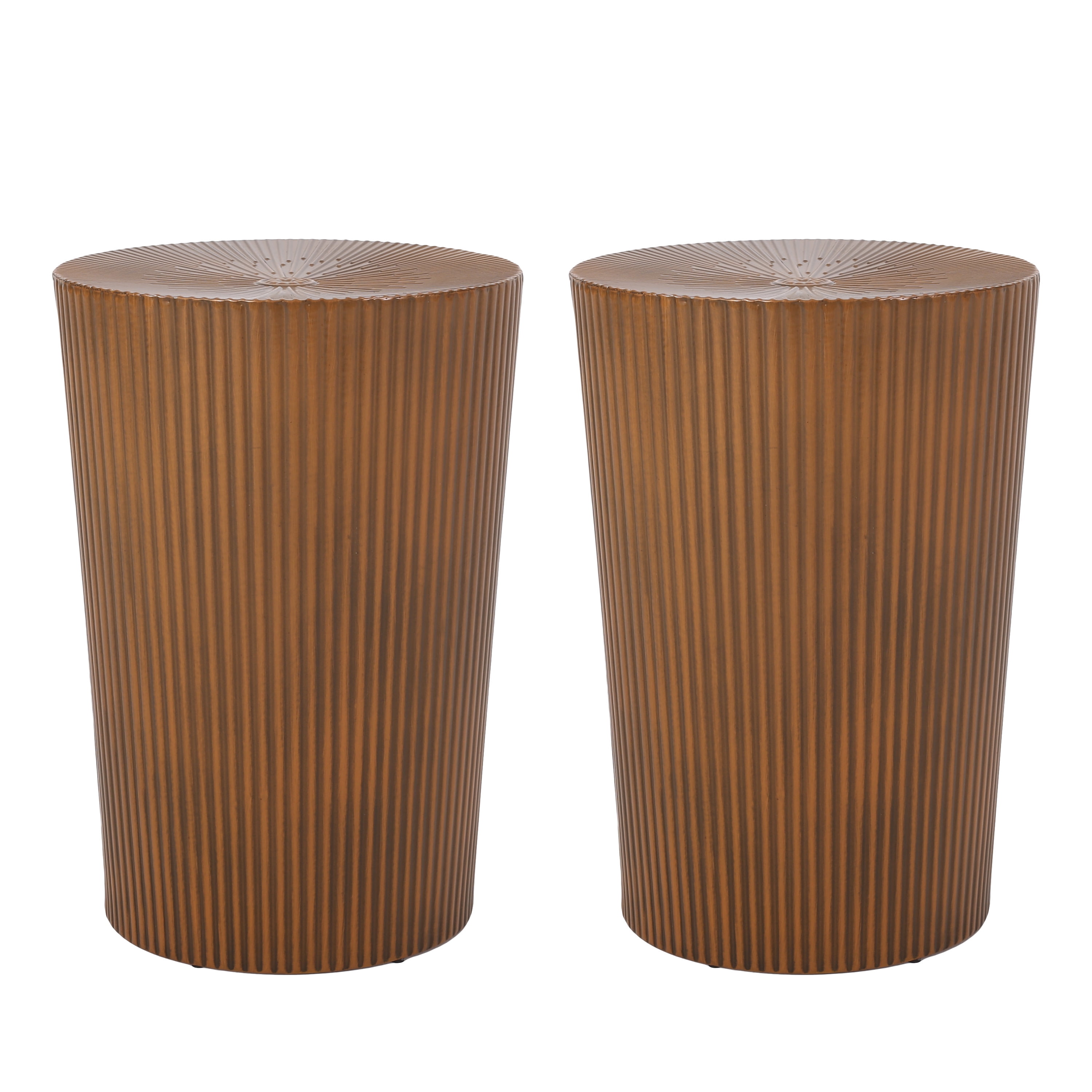 GDF Studio Pamsha Modern Metal Sunburst Side Tables, Set of 2, Brushed ...