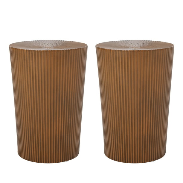 GDF Studio Pamsha Modern Metal Sunburst Side Tables, Set of 2, Brushed ...