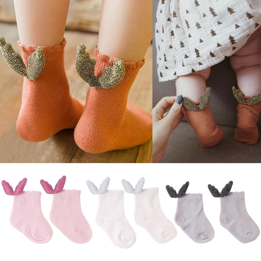 Newborn Infant Baby Girls Cute Angel Socks Soft Cotton Sock Crew Sock ...