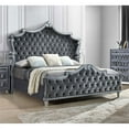 Coaster Antonella Eastern King Size Bed, Gray Velvet Upholstery ...