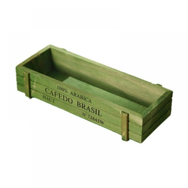 Rectangular Plant Container Rack Desk Storage Box Rustic Wooden ...