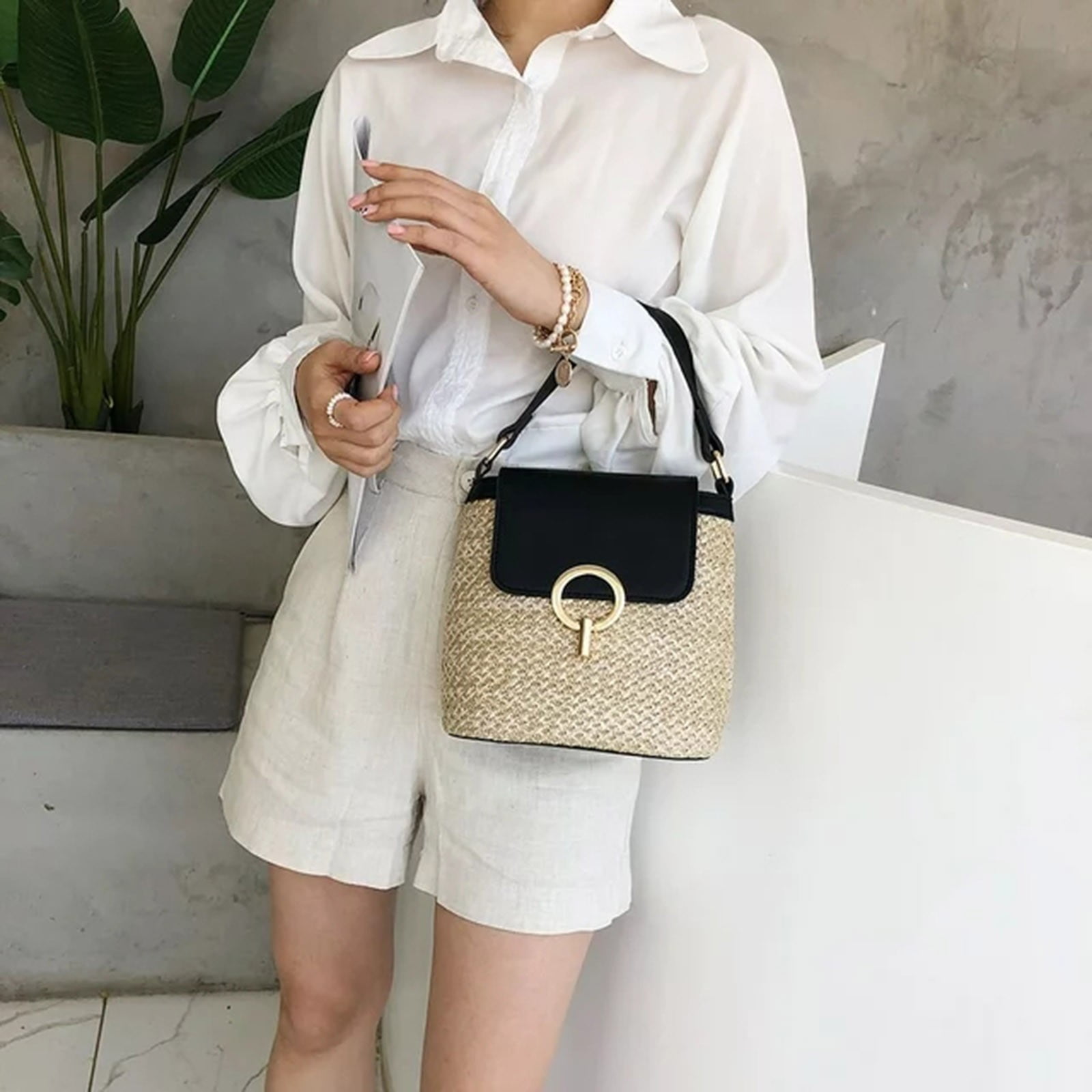 Click here for Hhsfuzhuangggg Straw Weave Women Ladies Bucket Sum... prices