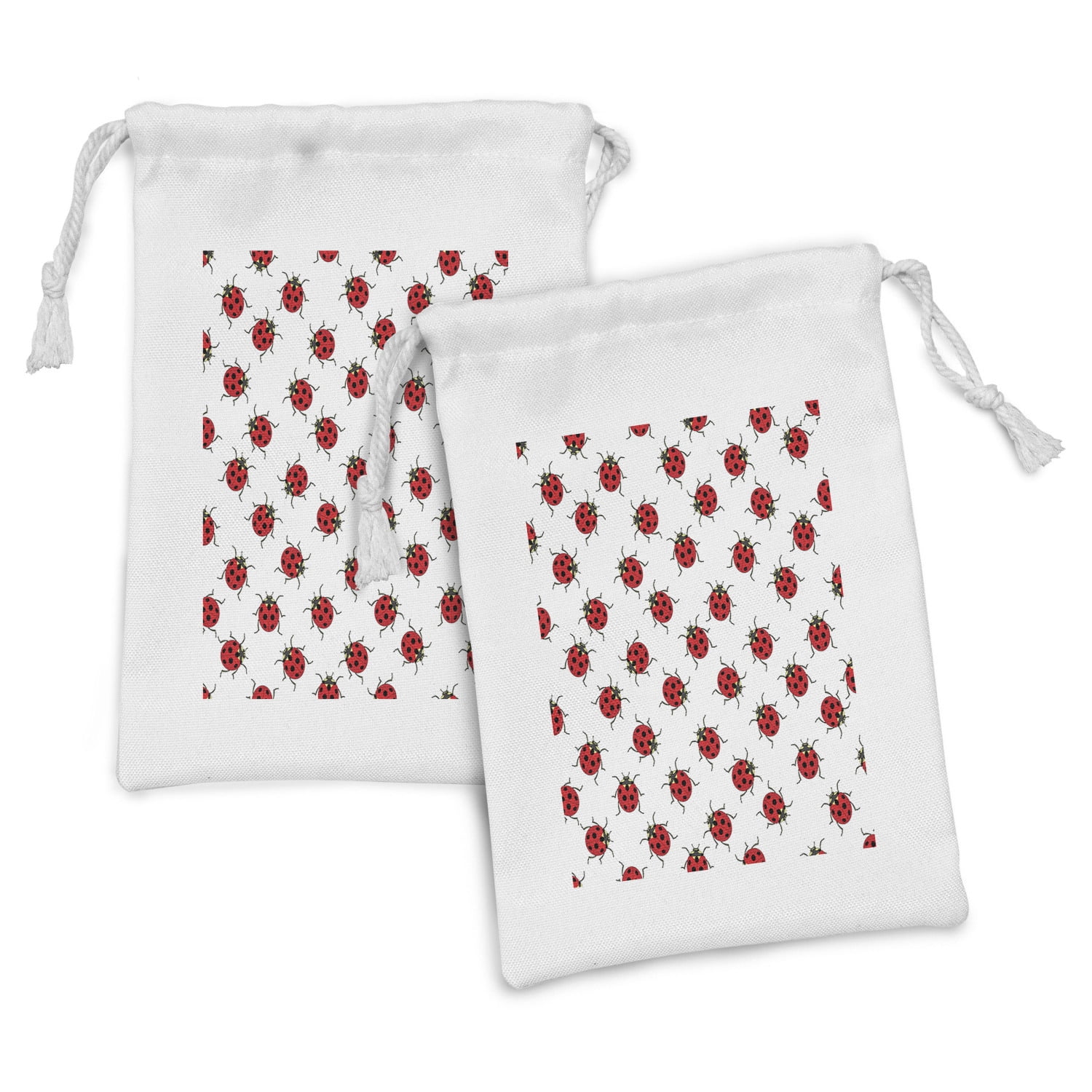 Ladybugs Fabric Pouch Set of 2, Ladybugs Pattern Bunch of Bugs Infinite ...