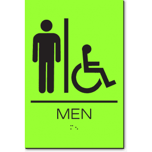 California MEN Accessible Restroom Wall Sign-Laserglow / Black (4 Units ...