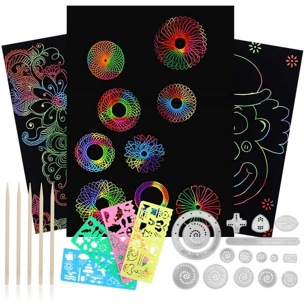 Scratch Paper Art Set 50 Piece Rainbow Magic Scratch Paper with 5 ...
